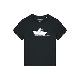 Watapparel T-Shirt 'Astronaut in paper boat' Damen Gr&ouml;&szlig;e M schwarz / wei&szlig;