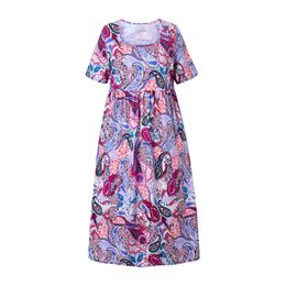 Ulla Popken Kleid Damen Gr&ouml;&szlig;e 50/52 blau / violettblau / pink / wei&szlig; Winterkleid