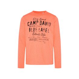 CAMP DAVID Longsleeve mit Label Print im Used Look Herren Gr&ouml;&szlig;e XXXL neonorange