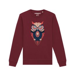 Watapparel Sweatshirt ' Colorful Owl ' Damen Gr&ouml;&szlig;e M mischfarben / burgunder