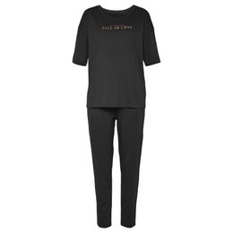 Vivance Pyjama 'Dreams' Damen Gr&ouml;&szlig;e L puder / schwarz Winterkleid