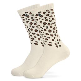 J.clay Tennissocken Set Leopardenmuster Doppelpack Unisex Made in EU Damen Gr&ouml;&szlig;e 35/38 beige