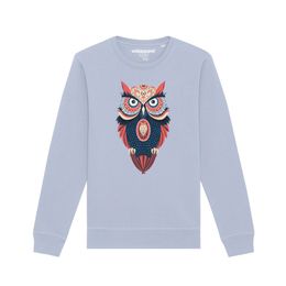 Watapparel Sweatshirt 'Colorful Owl' Damen Gr&ouml;&szlig;e XL taubenblau / braun / melone / wei&szlig;
