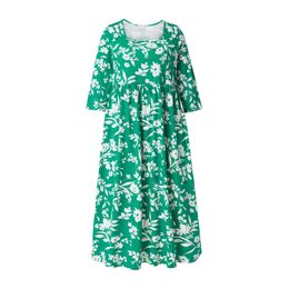 Ulla Popken Kleid Damen Gr&ouml;&szlig;e 42/44 gr&uuml;n / wei&szlig; Winterkleid
