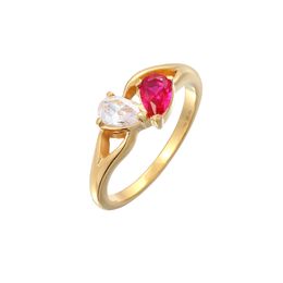 Elli Ring Damen Gr&ouml;&szlig;e 54 gold / rubinrot / wei&szlig;