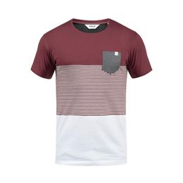 !Solid Gestreiftes T-Shirt 'Malte' mit Brusttasche Herren Gr&ouml;&szlig;e XXXL grau / rot / wei&szlig;