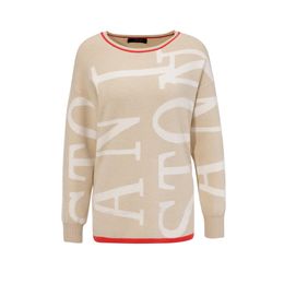 Aniston Casual Pullover Damen Gr&ouml;&szlig;e S beige / blutrot / wei&szlig;