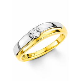 Amor Goldring Damen Gr&ouml;&szlig;e 58 gold / silber / transparent