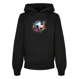 F4NT4STIC Sweatshirt 'Colorful Soccer Ball Graphic Design' Jungen Gr&ouml;&szlig;e 158/164 petrol / hellorange / schwarz / wei&szlig;