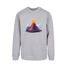 F4NT4STIC Sweatshirt 'Vulkanausbruch' Herren Gr&ouml;&szlig;e S marine / hellblau / graumeliert / orange