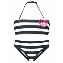 Bench Bandeau-Bikini M&auml;dchen Gr&ouml;&szlig;e 146/152 dunkelpink / schwarz / wei&szlig;