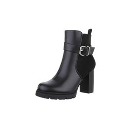 Ital-Design Stiefelette Damen Gr&ouml;&szlig;e 38 schwarz / silber Winterschuhe