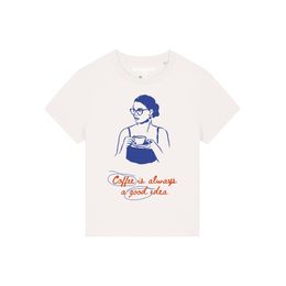 Watapparel T-Shirt 'Coffee Is A Good Idea' Damen Gr&ouml;&szlig;e XS dunkelblau / rot / wei&szlig;