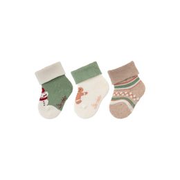 Sterntaler Socken M&auml;dchen Gr&ouml;&szlig;e 16 beige / gr&uuml;n / rot / wollwei&szlig;