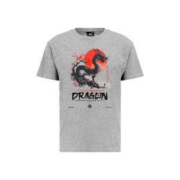 Oldskull T-Shirt 'ASIAN DRAGON SPIRIT' Herren Gr&ouml;&szlig;e M grau / rot / schwarz