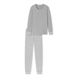Schiesser Pyjama ' Casual Essentials ' Damen Gr&ouml;&szlig;e XXXL graumeliert / wei&szlig; Winterkleid