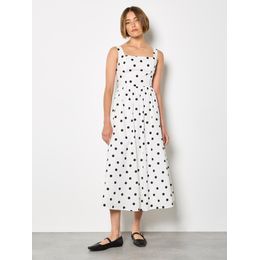 Apricot Polka Dot Smocked Midi Dress ' ' Damen Gr&ouml;&szlig;e 36 schwarz / wei&szlig; Winterkleid
