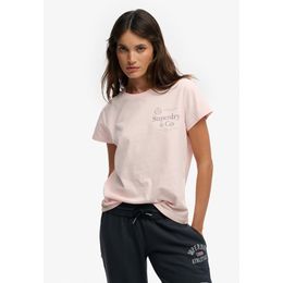 Superdry & Co T-Shirt 'Classic' Damen Gr&ouml;&szlig;e L graphit / rosa