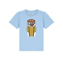 Watabout.kids T-Shirt 'Tiger Head' M&auml;dchen Gr&ouml;&szlig;e 134/146 hellblau / mischfarben