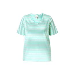 Ulla Popken T-Shirt Damen Gr&ouml;&szlig;e XXXL/4XL jade / wollwei&szlig;
