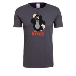 logoshirt T-Shirt 'Der Kleine Maulwurf Krtek' Herren Gr&ouml;&szlig;e M dunkelgrau / dunkelorange / schwarz / wei&szlig;
