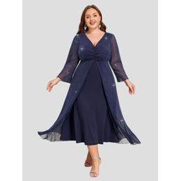 Lapaplus Cocktailkleid Damen Gr&ouml;&szlig;e 50 navy Winterkleid