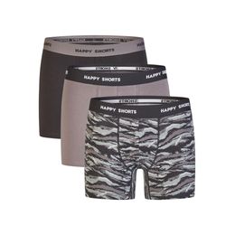 Happy Shorts Boxershorts Herren Gr&ouml;&szlig;e M grau / hellgrau / schwarz
