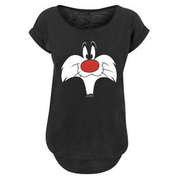 F4NT4STIC Shirt 'Looney Tunes Sylvester Big Face' Damen Gr&ouml;&szlig;e L rot / schwarz / wei&szlig;