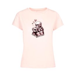 F4NT4STIC T-Shirt 'Cozy Winter Skelett' Damen Gr&ouml;&szlig;e 5XL pink / schwarz / wei&szlig;