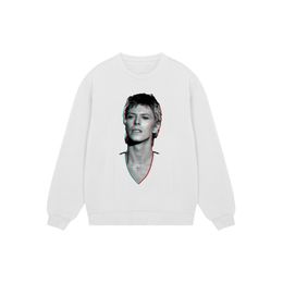 F4NT4STIC Sweatshirt 'TV Times Pop Star David Bowie Portrait 1977' Herren Gr&ouml;&szlig;e S grau / schwarz / wei&szlig;