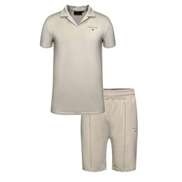 SikSilk Set: Poloshirt und Shorts Herren Gr&ouml;&szlig;e XXL beige