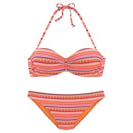 Lascana Bikini Damen Gr&ouml;&szlig;e S hellblau / orange / pink / wei&szlig;