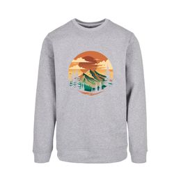 F4NT4STIC Pullover 'Sonnenuntergang Berglandschaft' Herren Gr&ouml;&szlig;e XS sand / cognac / grau / dunkelgr&uuml;n