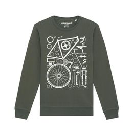 Watapparel Sweatshirt 'Fahrradteile' Herren Gr&ouml;&szlig;e XXXL dunkelgr&uuml;n / wei&szlig;