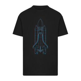 F4NT4STIC T-Shirt 'NASA Space Shuttle Enterprise Two Tone' Herren Gr&ouml;&szlig;e XXL neonblau / schwarz