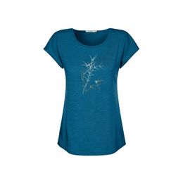 Greenbomb T-Shirt 'Nature Bird Reed ' Damen Gr&ouml;&szlig;e S blau / hellgr&uuml;n