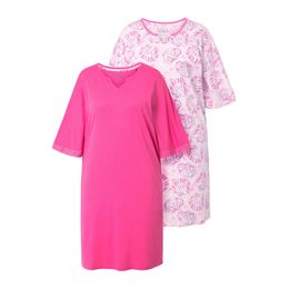 Ulla Popken Nachthemd Damen Gr&ouml;&szlig;e XL/XXL pink / hellpink / wei&szlig;