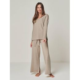 You Look Perfect Hausanzug 'LOUNGEWEAR SET - Pullover Blossom & Pants Bailey' Damen Gr&ouml;&szlig;e M taupe