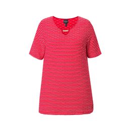 Ulla Popken T-Shirt Damen Gr&ouml;&szlig;e 5XL/6XL rot / wei&szlig;