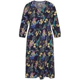 Ulla Popken Kleid Damen Gr&ouml;&szlig;e 54/56 marine / gelb / gr&uuml;n / schwarz Winterkleid
