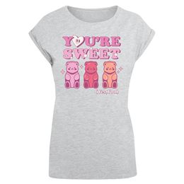 F4NT4STIC T-Shirt 'Valentinstag You're Sweet Gummy Bears' Damen Gr&ouml;&szlig;e XXL grau / pink