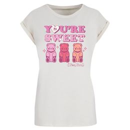 F4NT4STIC T-Shirt 'Valentinstag You're Sweet Gummy Bears' Damen Gr&ouml;&szlig;e 4XL sand / mischfarben