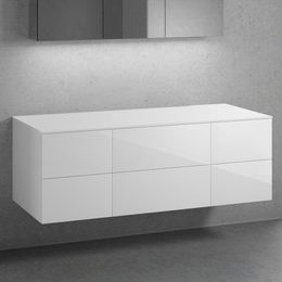 neoro n50 Schrank mit Konsolenplatte B: 140,5 H: 48 T: 51,5 cm, 6 Ausz&uuml;ge, BN0421WH+2#BN0420WH+BN0408WH,