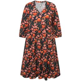 Ulla Popken Kleid Damen Gr&ouml;&szlig;e 58/60 marine / gr&uuml;n / orange Winterkleid