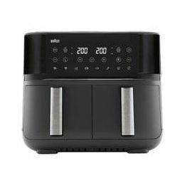 Braun Hei&szlig;luftfritteuse TwinCook 3, TD 3030I schwarz (matt), 2.850 Watt, 2 K&ouml;rbe je 4 Liter