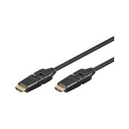goobay High-Speed-HDMI 360&deg; Kabel schwarz/gold, mit Ethernet, 2 m
