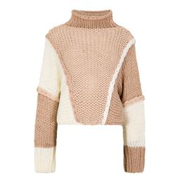 Apricot Colour Block Cable Chunky Knit Jumper ' ' Damen Gr&ouml;&szlig;e M braun
