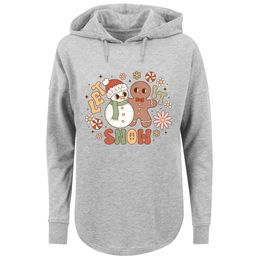 F4NT4STIC Sweatshirt 'Let It Snow Groovy Christmas Gingerbread' Damen Gr&ouml;&szlig;e XL grau / mischfarben