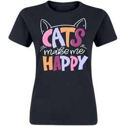 Tierisch Cats Make Me Happy T-Shirt schwarz in M 7274 - GL64000L - 5c
