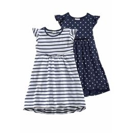 Kidoki Jerseykleid mit Punkten und Streifen (2 St&uuml;ck) M&auml;dchen Gr&ouml;&szlig;e 128/134 blau / wei&szlig;
